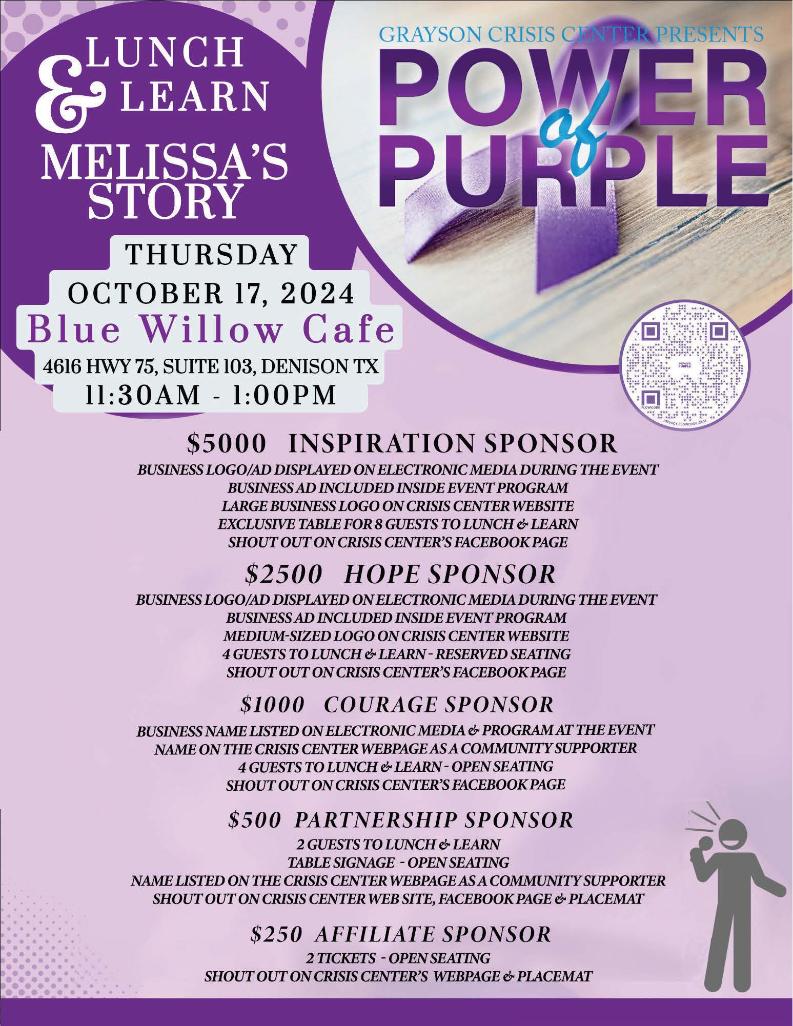 Power of Purple Sponsorship | Grayson Crisis Center
