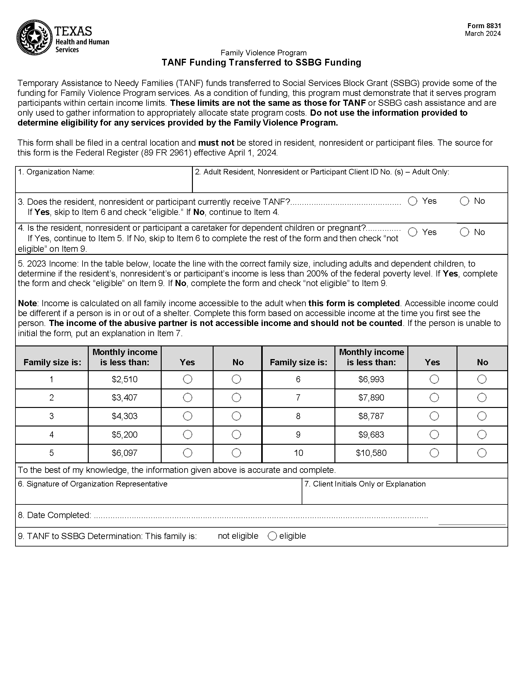 TANF Form | Grayson Crisis Center