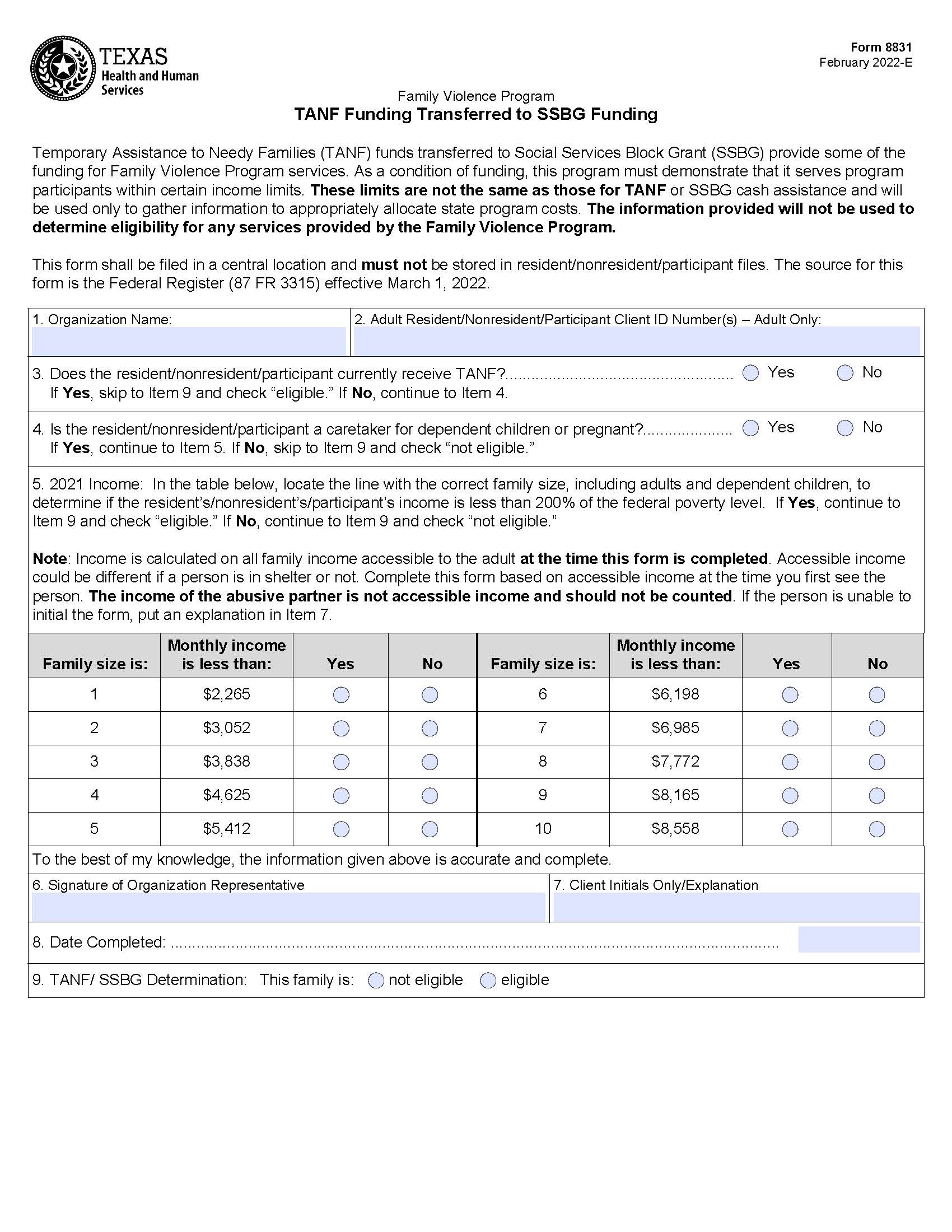 TANF Form | Grayson Crisis Center