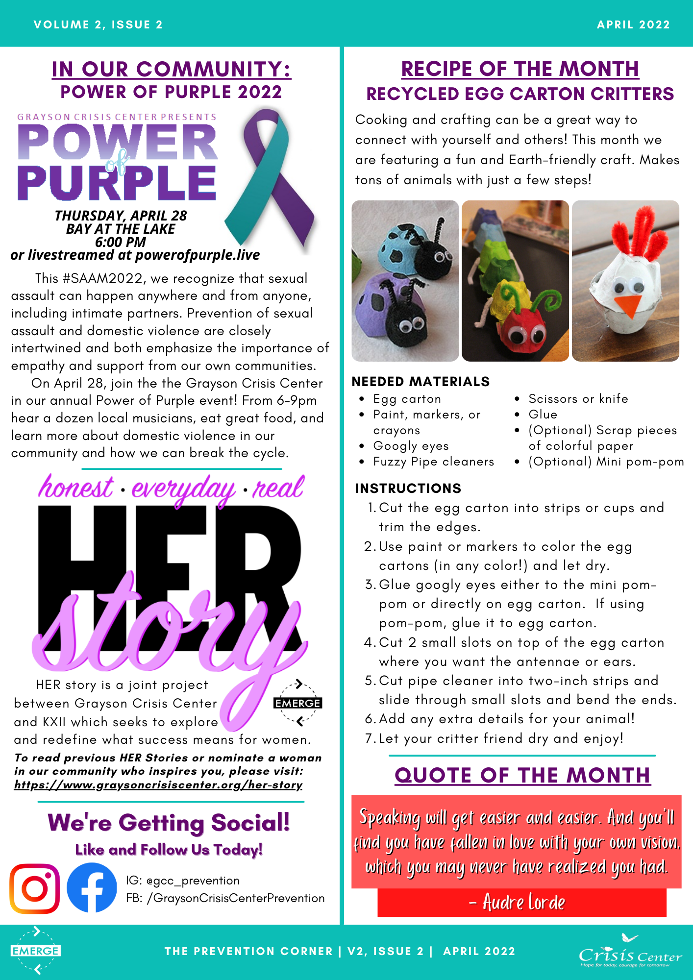 Prevention Newsletters 2022 | Grayson Crisis Center