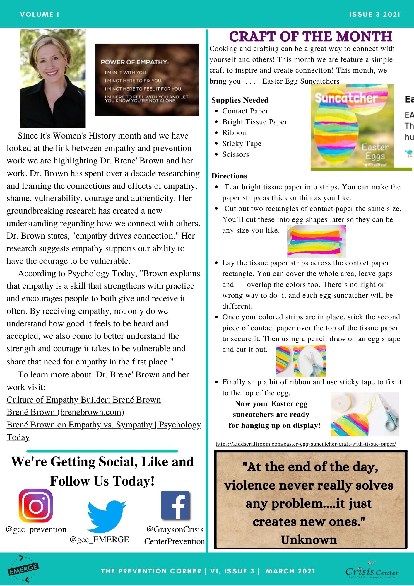 Prevention Corner Archived Newsletters 2021 | Grayson Crisis Center